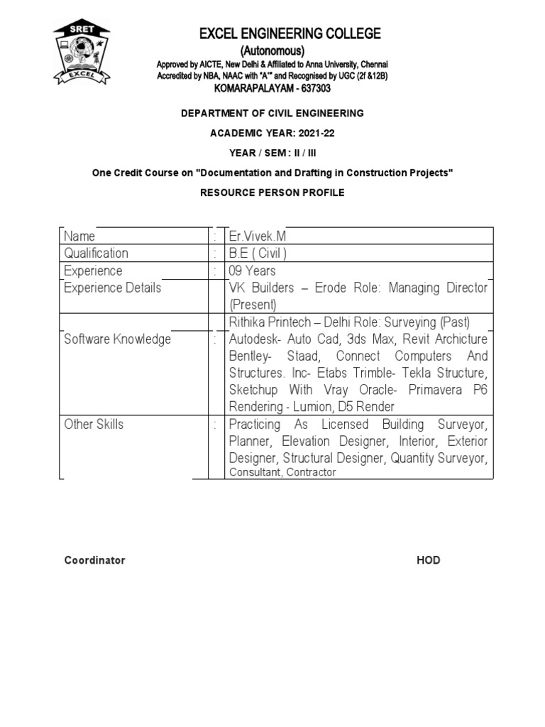 Resource Person Profile | PDF