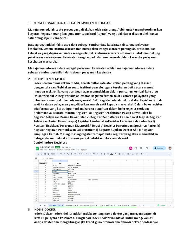 Konsep Dasar Data Agregat Pelayanan Kesehatan | PDF