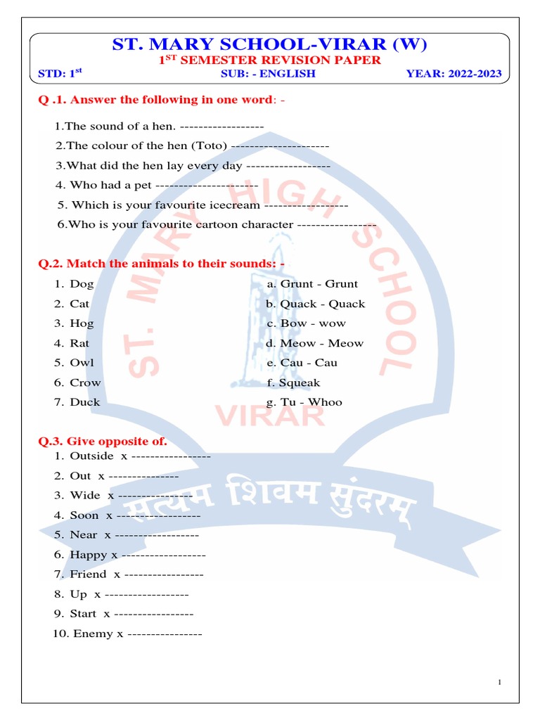 Std1 Revision 1 Sem 22-23 | PDF | Computer Keyboard | Laptop