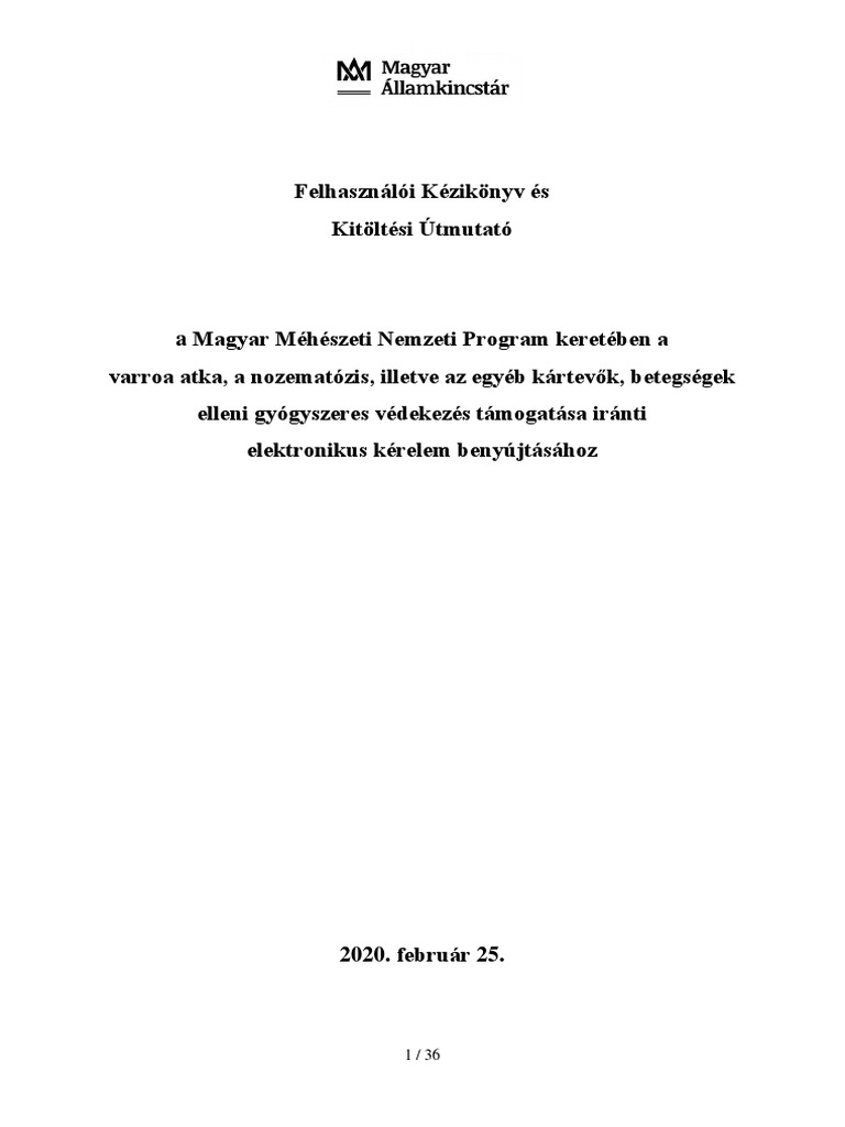 Benyújtási Segédlet - Elektronikus - Varroa - 200225 | PDF Benyújtási Segédlet - Elektronikus - Varroa - 200225 | PDF
