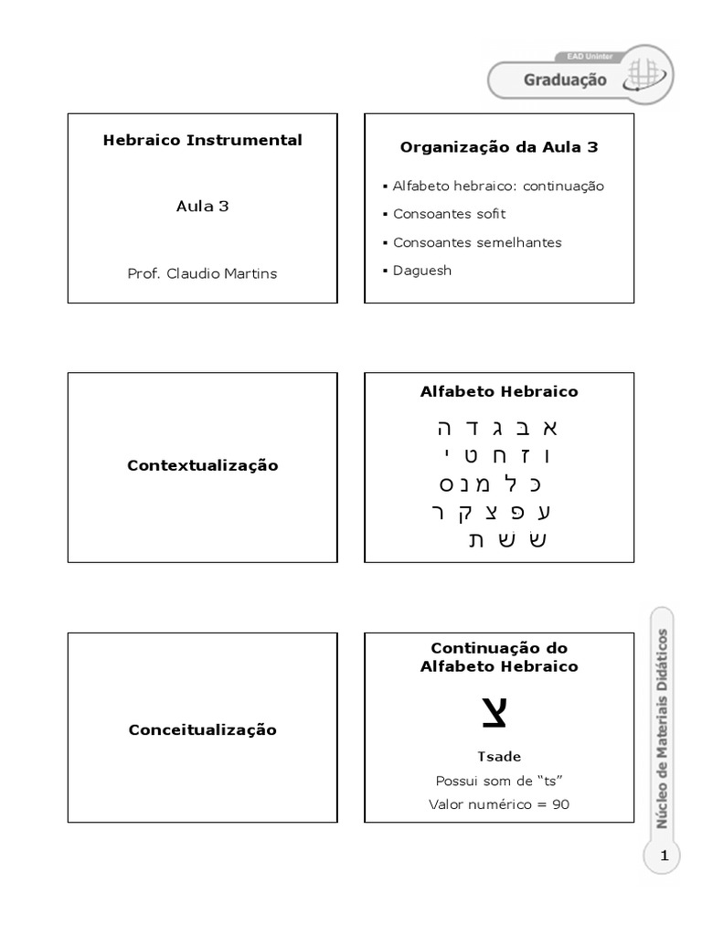 Consoantes e Daguesh no Hebraico | PDF | Sílaba | Vogal