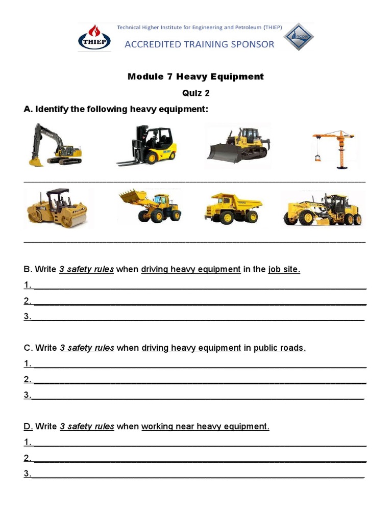 Module 7 Heavy Equipment Quiz 2 | PDF | Technology & Engineering