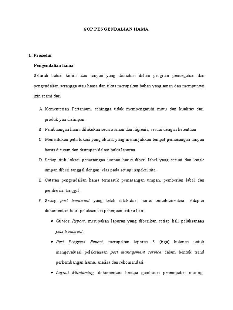 Sop Pest Controll New | PDF