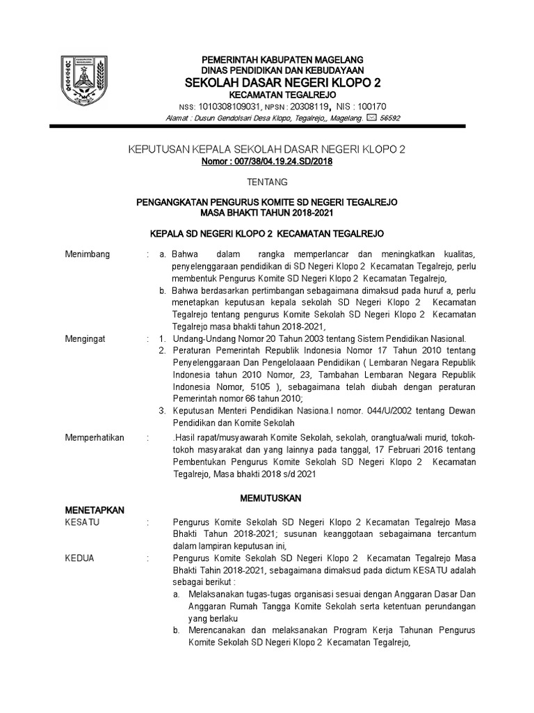 SK Komite Revisi | PDF