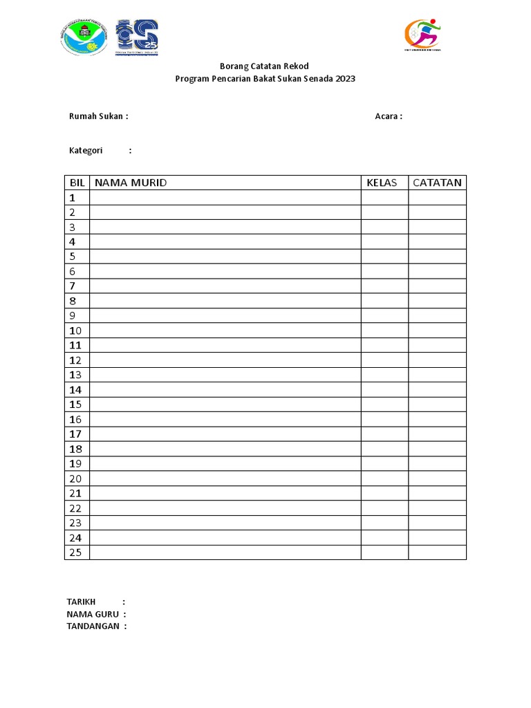 Borang Catatan Rekod | PDF