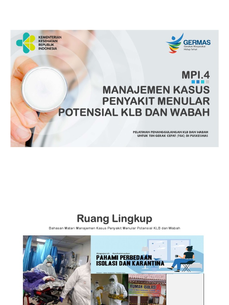 MPI.4. Manajemen Kasus Penyakit Menular Potensial KLB Dan Wabah - Dora | PDF | Pengembangan Diri ...
