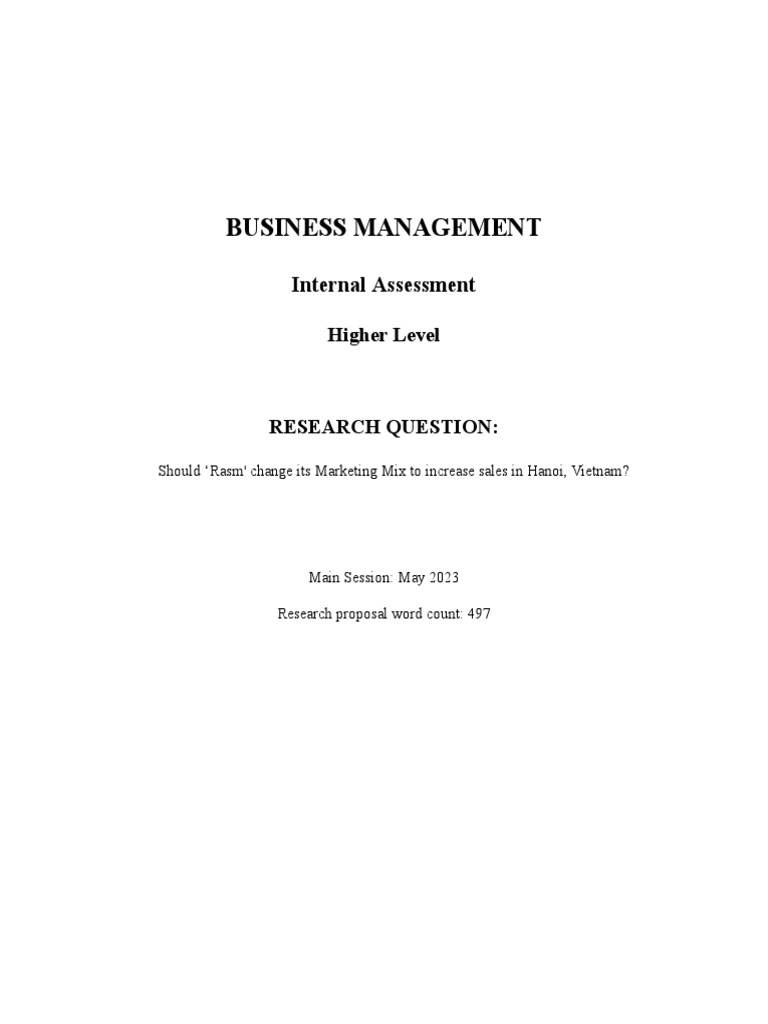 Business Final IA2) | PDF | Marketing | Survey Methodology