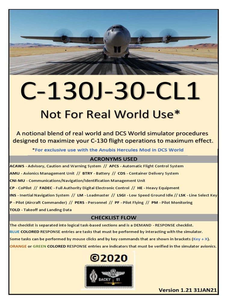 C-130J-30 Tac Checklist V1.21 | PDF | Takeoff | Avionics
