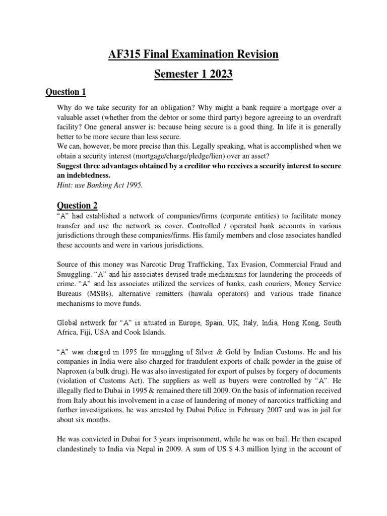 AF315 Exam: Security, Money Laundering, and Consumer Protection | PDF ...
