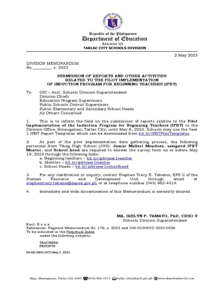 Division Memo Template - Long | PDF