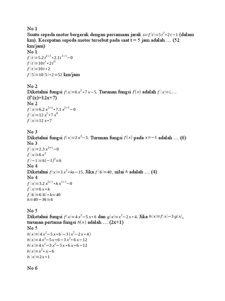 Turunan Pertama Fungsi Matematika | PDF