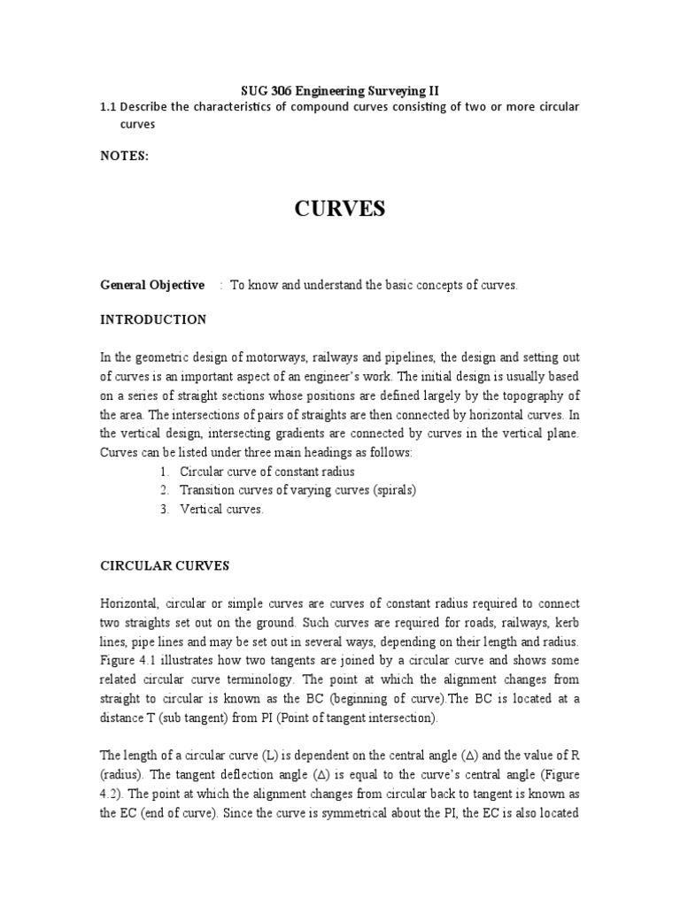 SUG 306 Engineering Surveying II - Docx-1 | PDF | Angle | Tangent