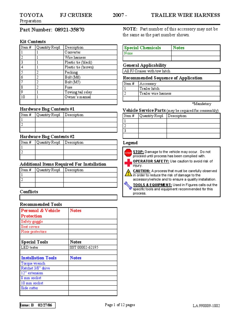 FJ Cruiser 2007 Trailer Wiring Guide | PDF | Electrical Connector | Airbag