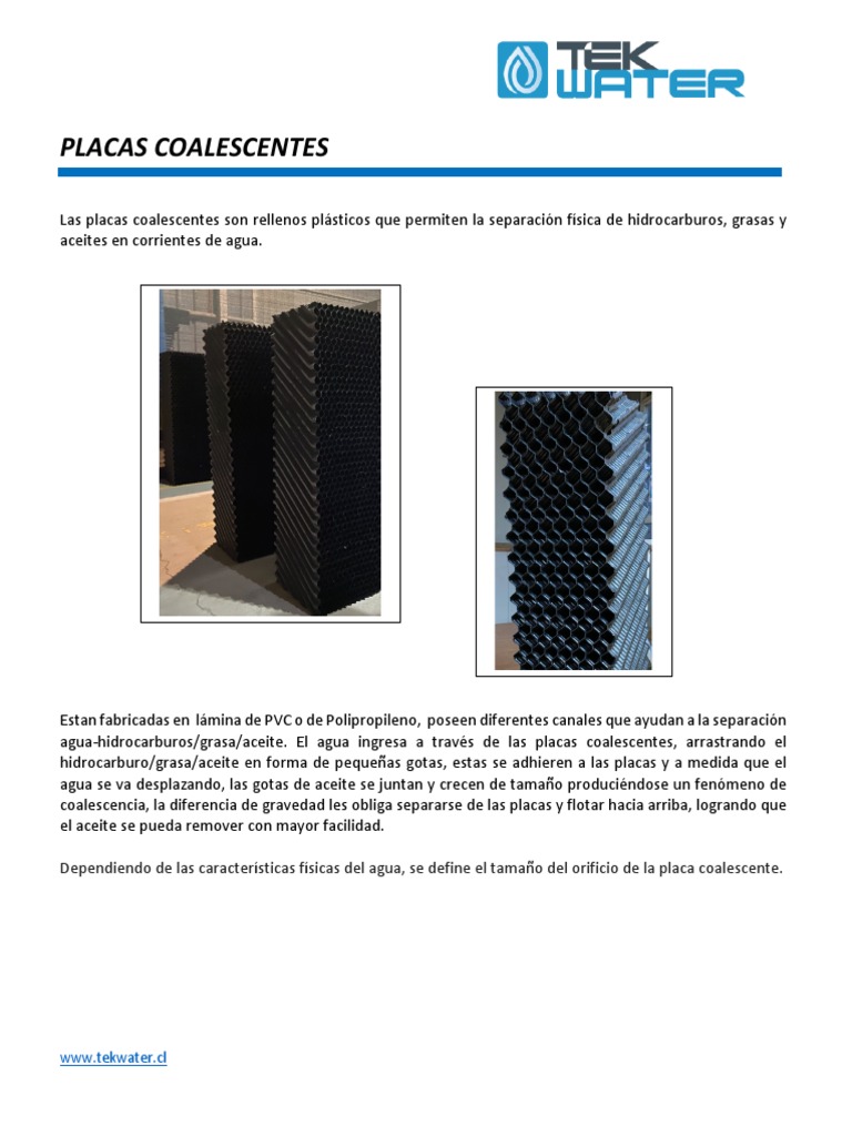Placas Coalescentes | Descargar gratis PDF | Agua | Materiales