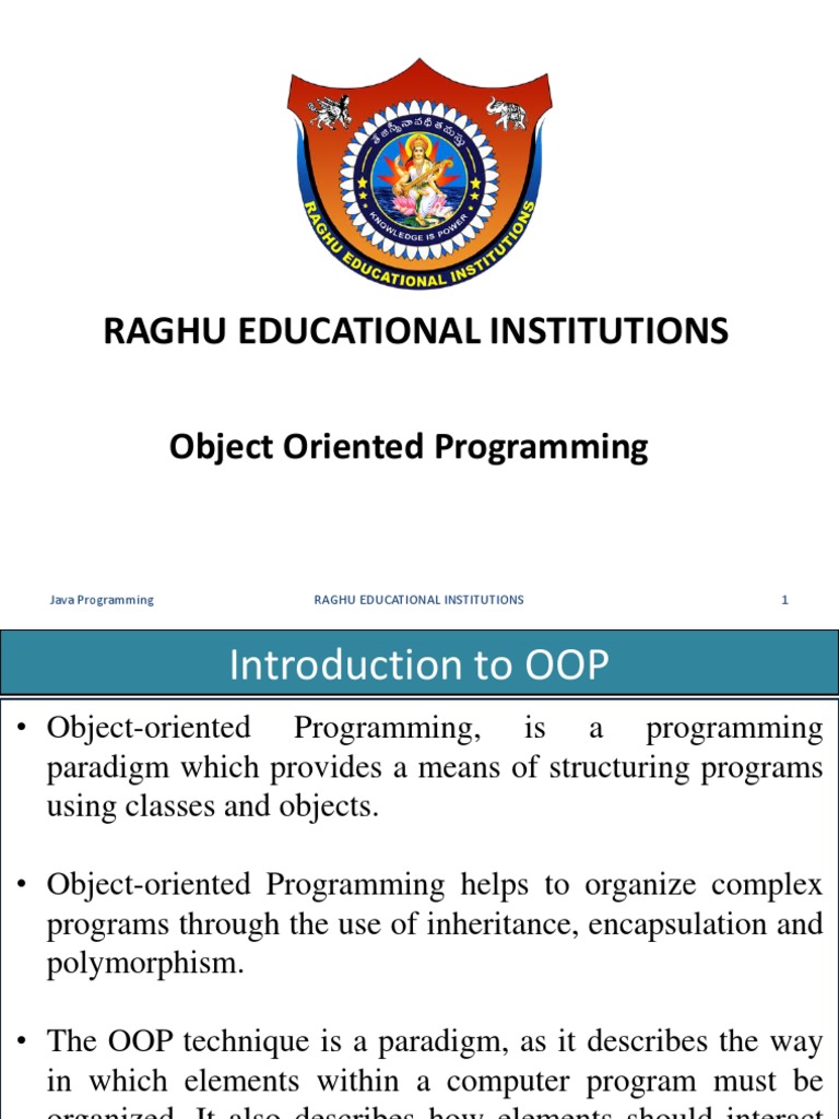 Java Programming U1 Pdf Object Oriented Programming Class 4396