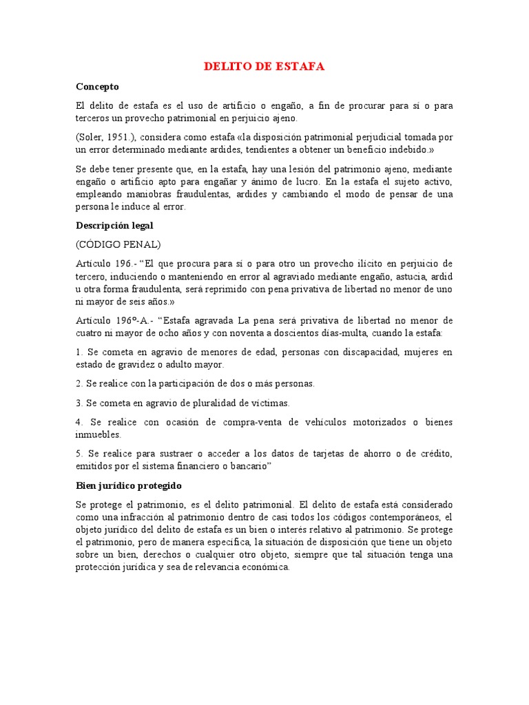 Delito de Estafa Agravada en Perú | PDF | Trucos de confianza | Justicia