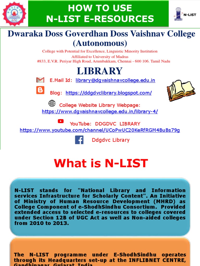 How To Use N LIST E Reources DDGDVC Library | PDF | User (Computing ...