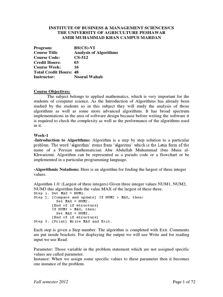 Analysis of Algorithms Notes | PDF | Time Complexity | Computational ... Analysis of Algorithms Notes | PDF | Time Complexity | Computational ...