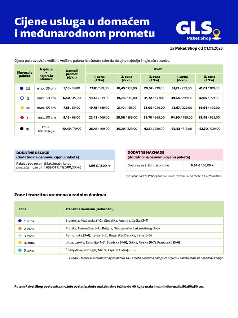 Gls Cjenik Paket Shop HR Za Online | PDF