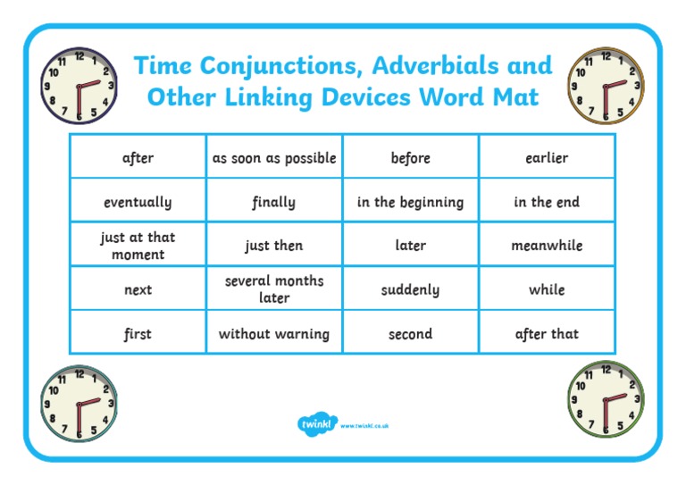 t l 6041 Time Conjunctions Word Mat Ver 3 | PDF