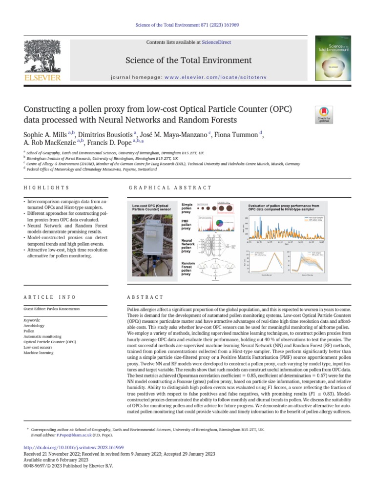 Constructing A Pollen Proxy From Low-Cost Optical Particle Counter (OPC ... Constructing A Pollen Proxy From Low-Cost Optical Particle Counter (OPC ...