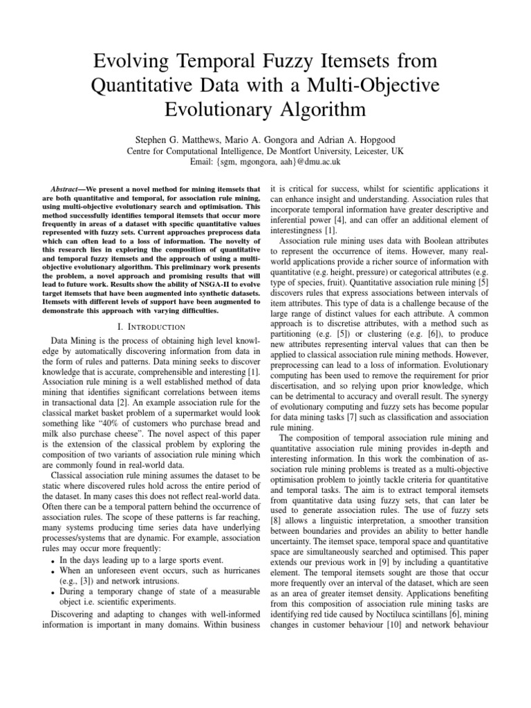 Discovering Temporal Fuzzy Itemsets from Quantitative Data Using a Multi-Objective Evolutionary ...