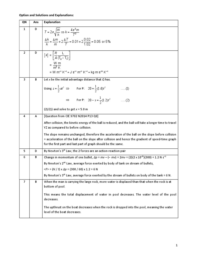 2020 HCI Prelim H2 Physics 9749 P1 Soln | PDF | Force | Angular Resolution