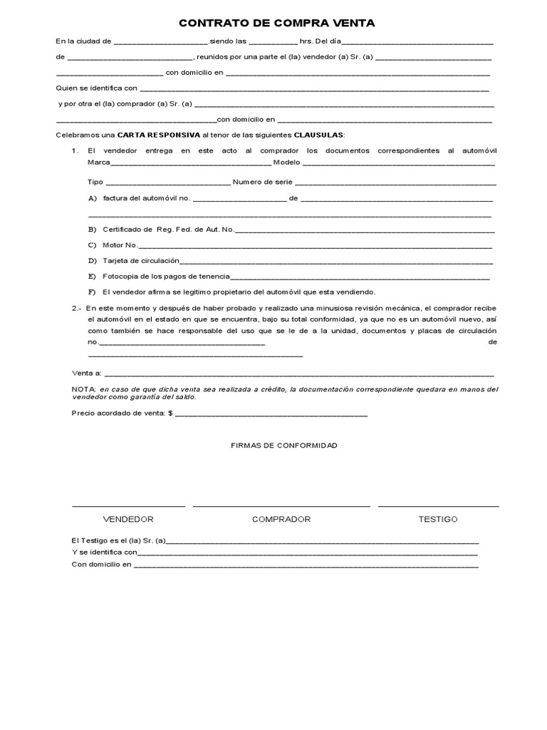 Contrato de Compra Venta | PDF