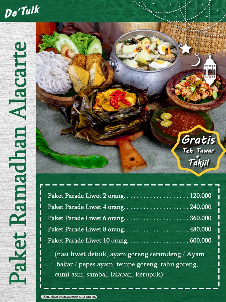 Menu Lengkap De Tuik Resto | PDF | Memasak, Makanan, & Anggur