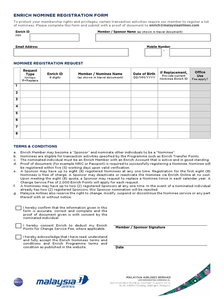 Enrich Nominee Registration Form 151221_v1 | PDF | Government | Government And Personhood