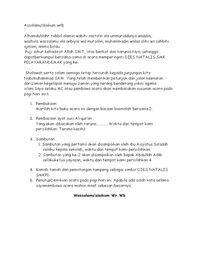 Susunan Acara Dies Natalis | PDF