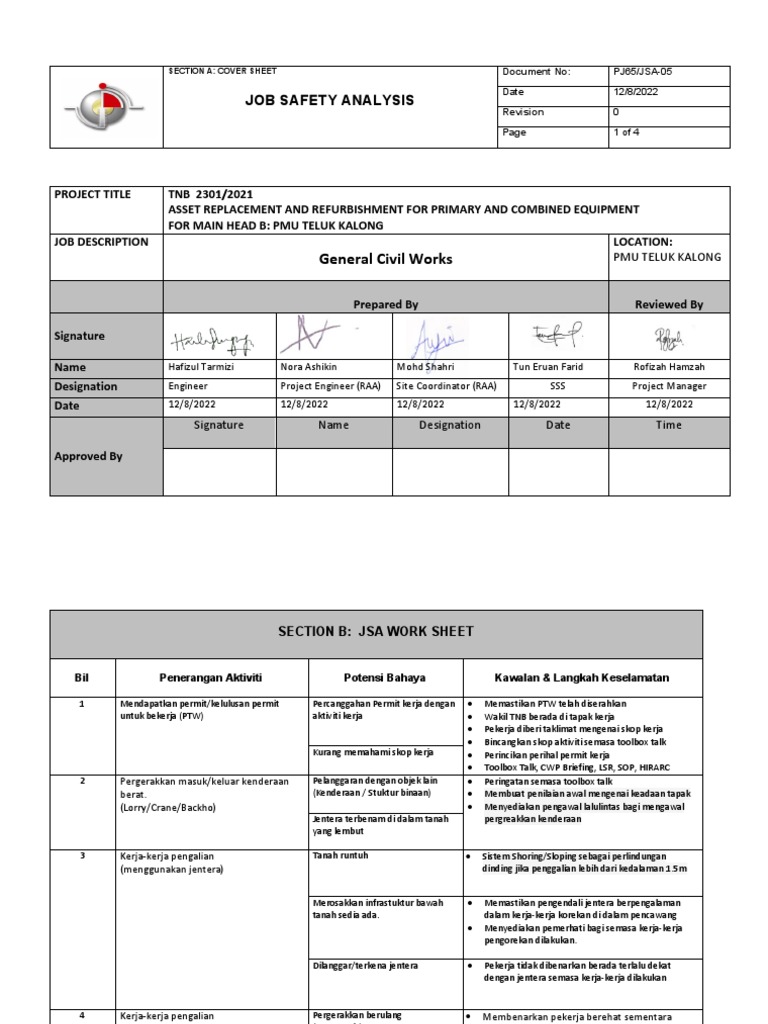 JSA-General Civil Works | PDF
