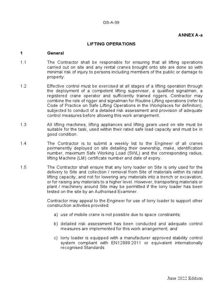 Lta Gs (Lifting) | PDF | Crane (Machine) | Loader (Equipment)