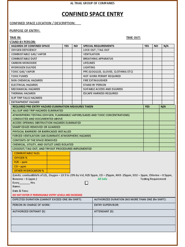Confined Space | PDF | Chemistry | Industrial Gases