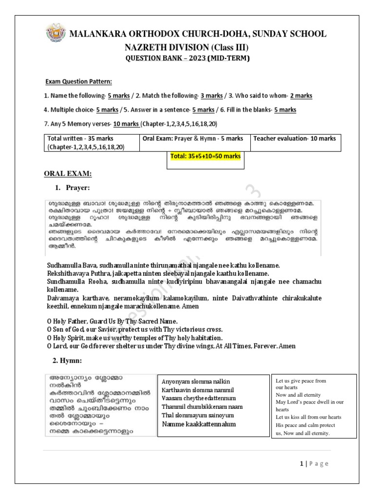 Question Bank Class3 - 2023 Mid Term Exam May Edited | PDF | Samson ...