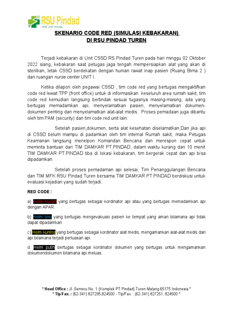 Skenario Code Red 2022 | PDF