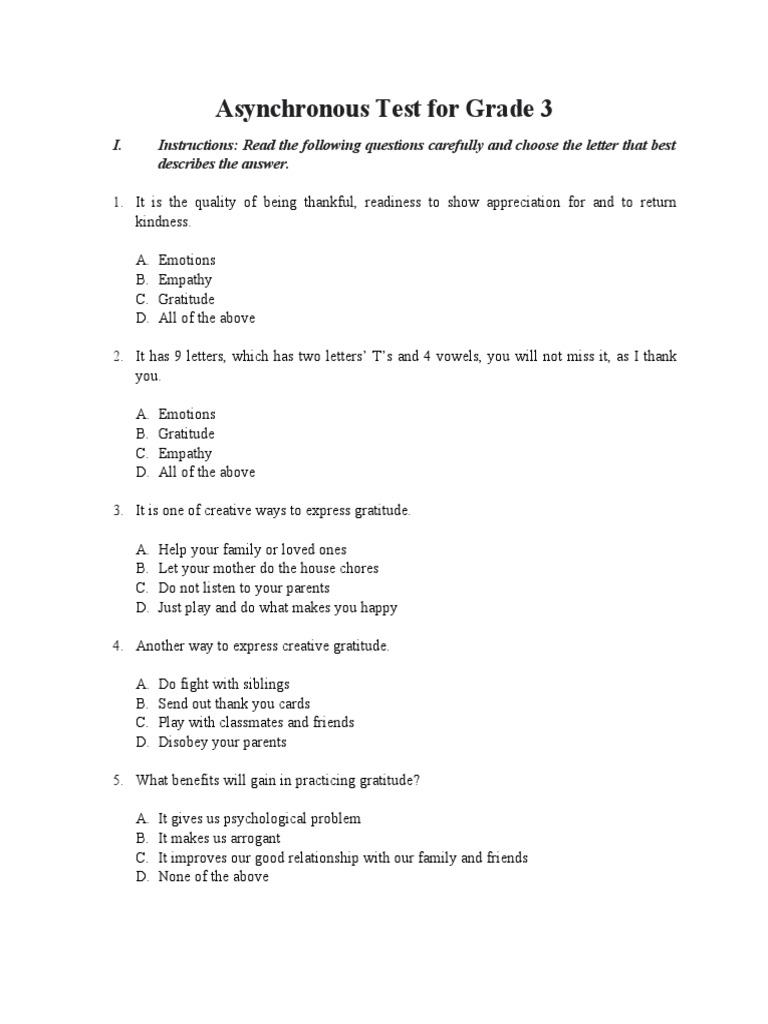 Asynchronous Test 3 Download Free Pdf Gratitude Emergency Management