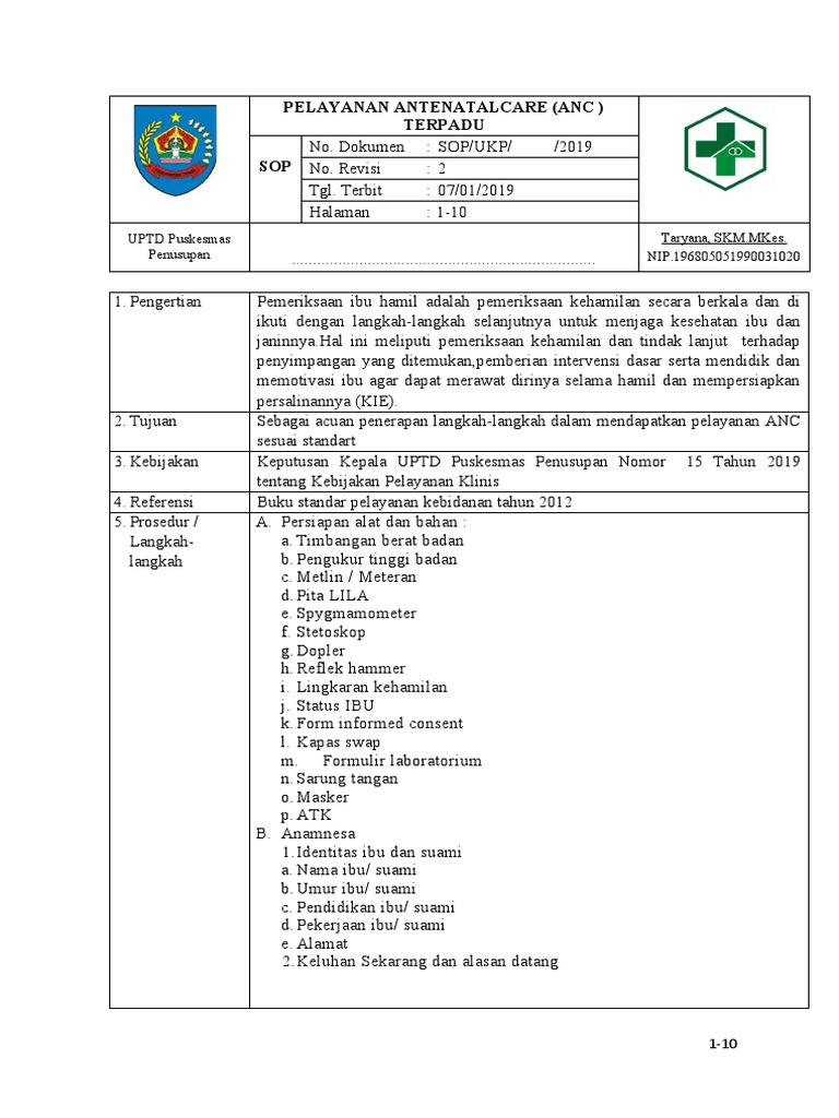 Sop Anc Terpadu | PDF