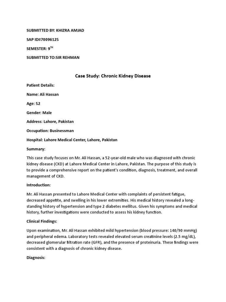 CKD Case Study | PDF | Chronic Kidney Disease | Kidney