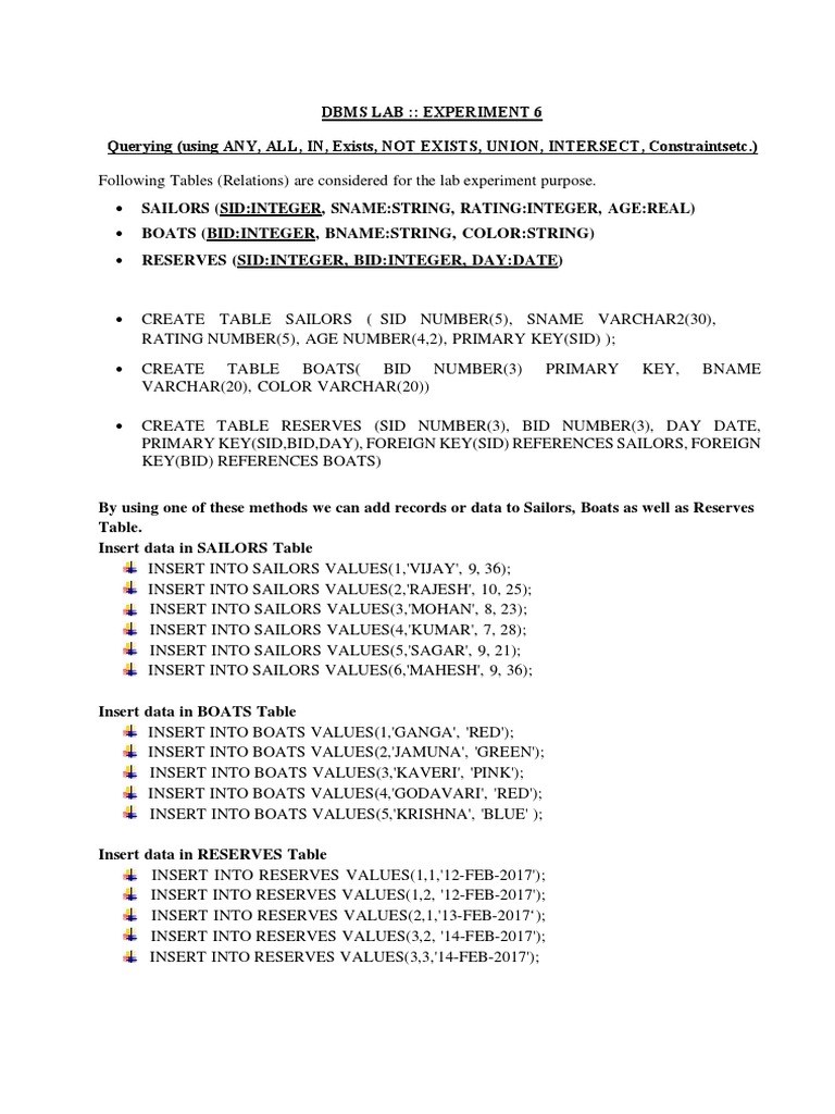 DBMS LAB Exp 6 | PDF | Data Management | Computer Programming DBMS LAB Exp 6 | PDF | Data Management | Computer Programming