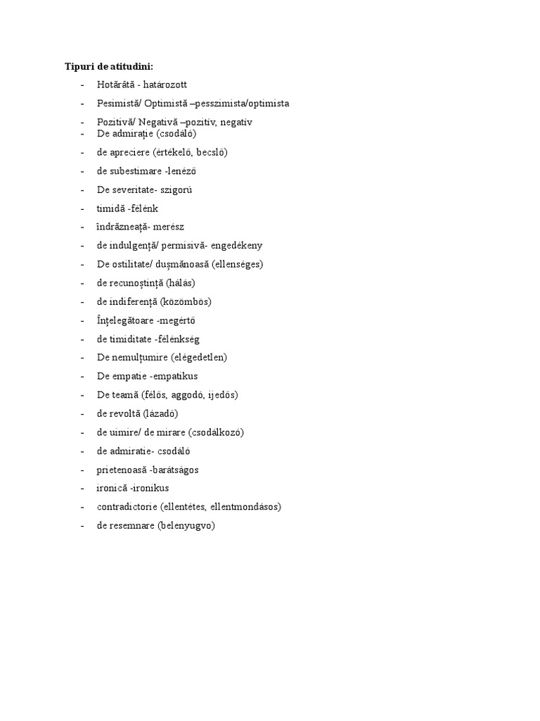 Tipuri de Atitudini | PDF