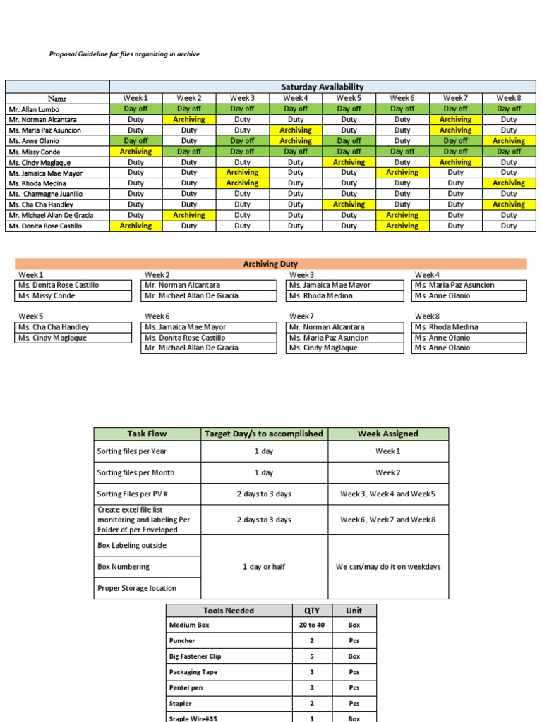 Proposal Guideline For Files Organizing in Archive | PDF