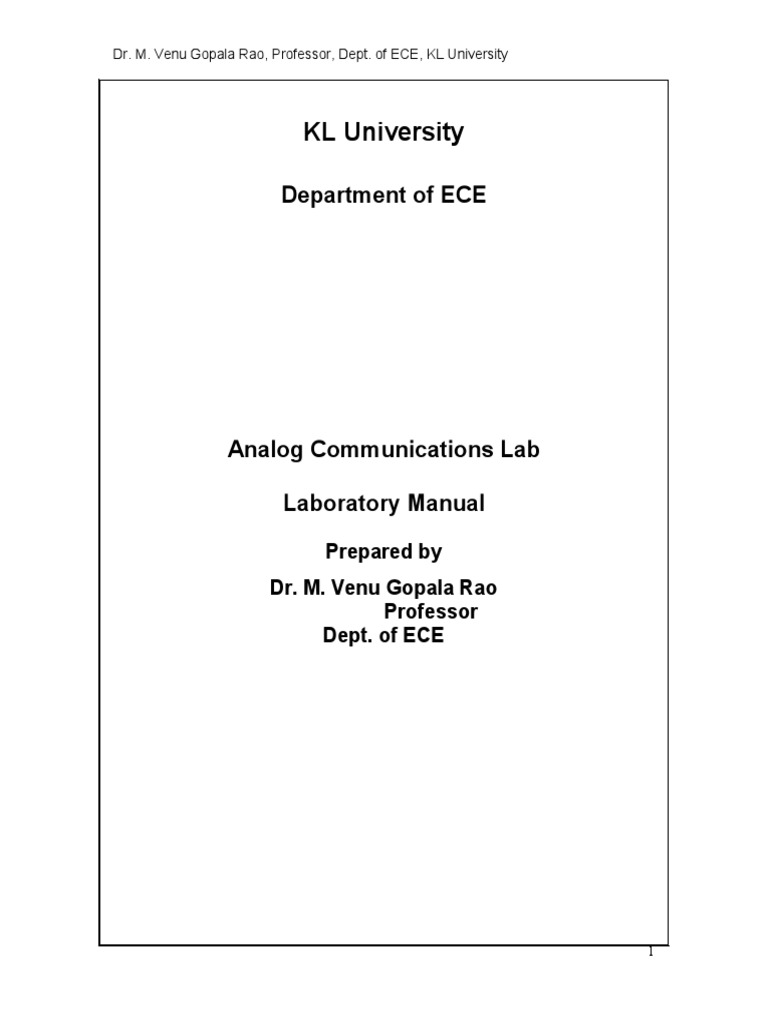 Analog Communications Lab Laboratory Man | PDF | Frequency Modulation | Detector (Radio)