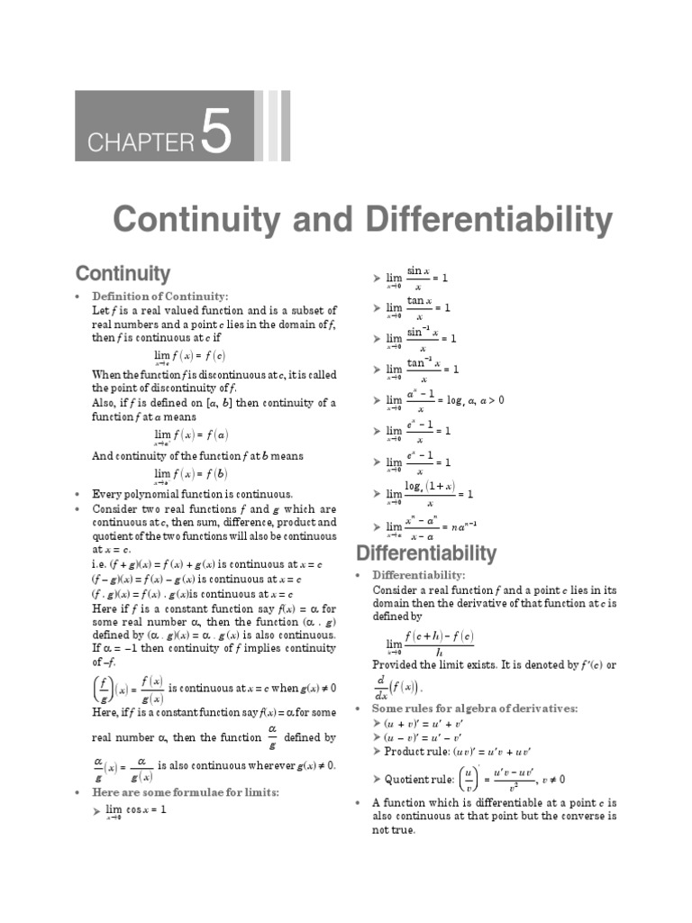 Continuity and Differentiation | PDF | Continuous Function | Function (Mathematics)
