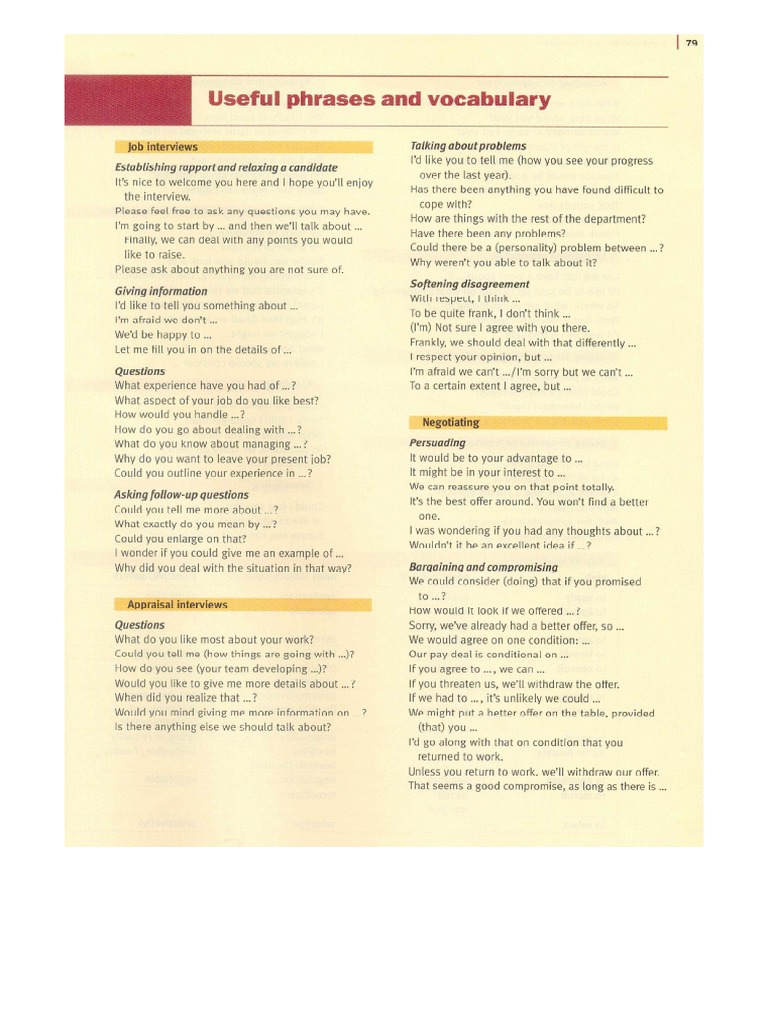Useful Phrases and Vocabulary | PDF
