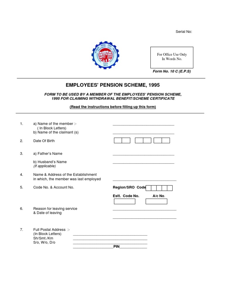 EPF Form No 10 C | PDF | Cheque | Services (Economics)