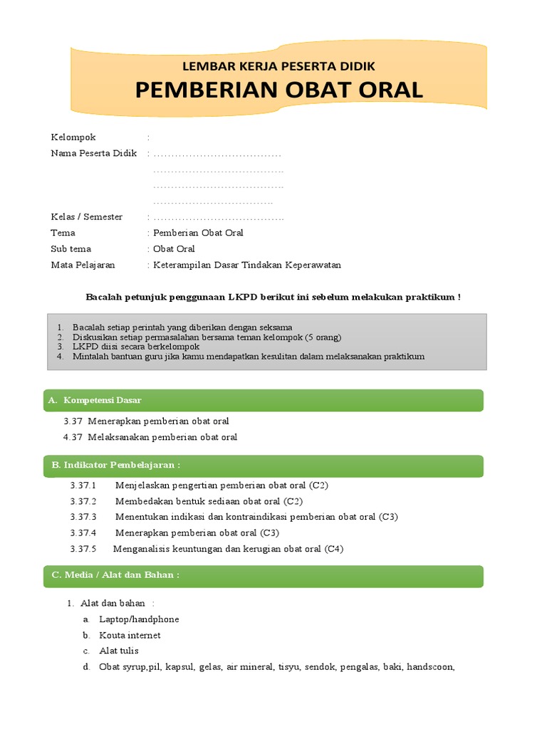 LKPD Obat Oral | PDF
