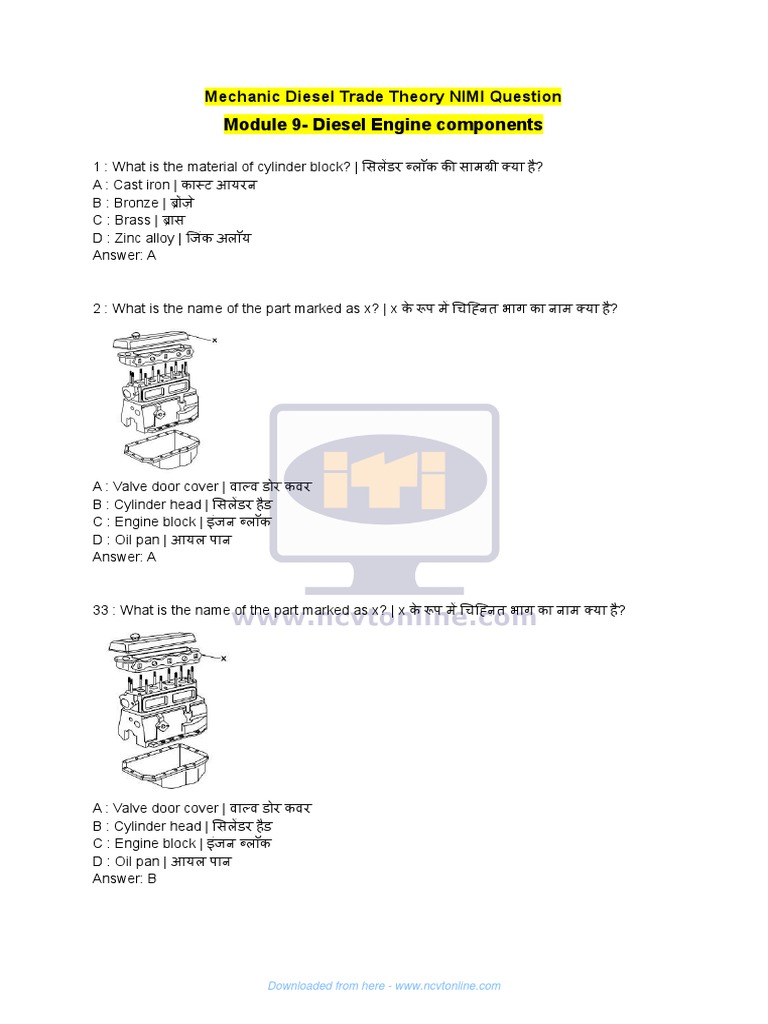 Module 9 - Diesel Engine Components | PDF