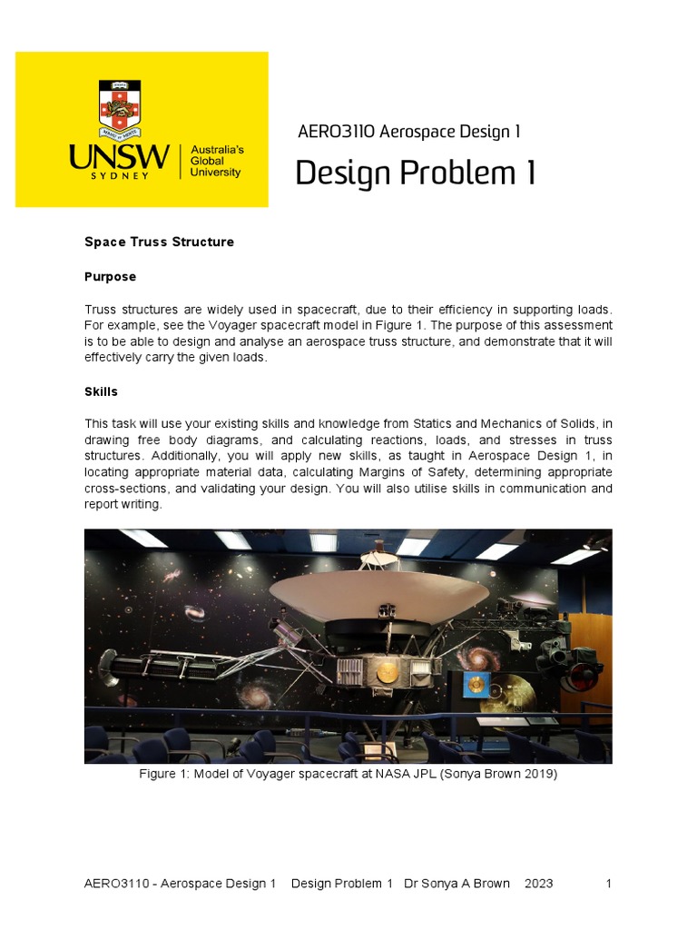 AERO3110 Design Problem 1 - 2023 | PDF | Truss | Pipe (Fluid Conveyance)