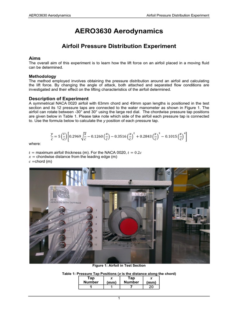 Pressure Distribution Experiment_2022 | PDF | Airfoil | Motion (Physics)